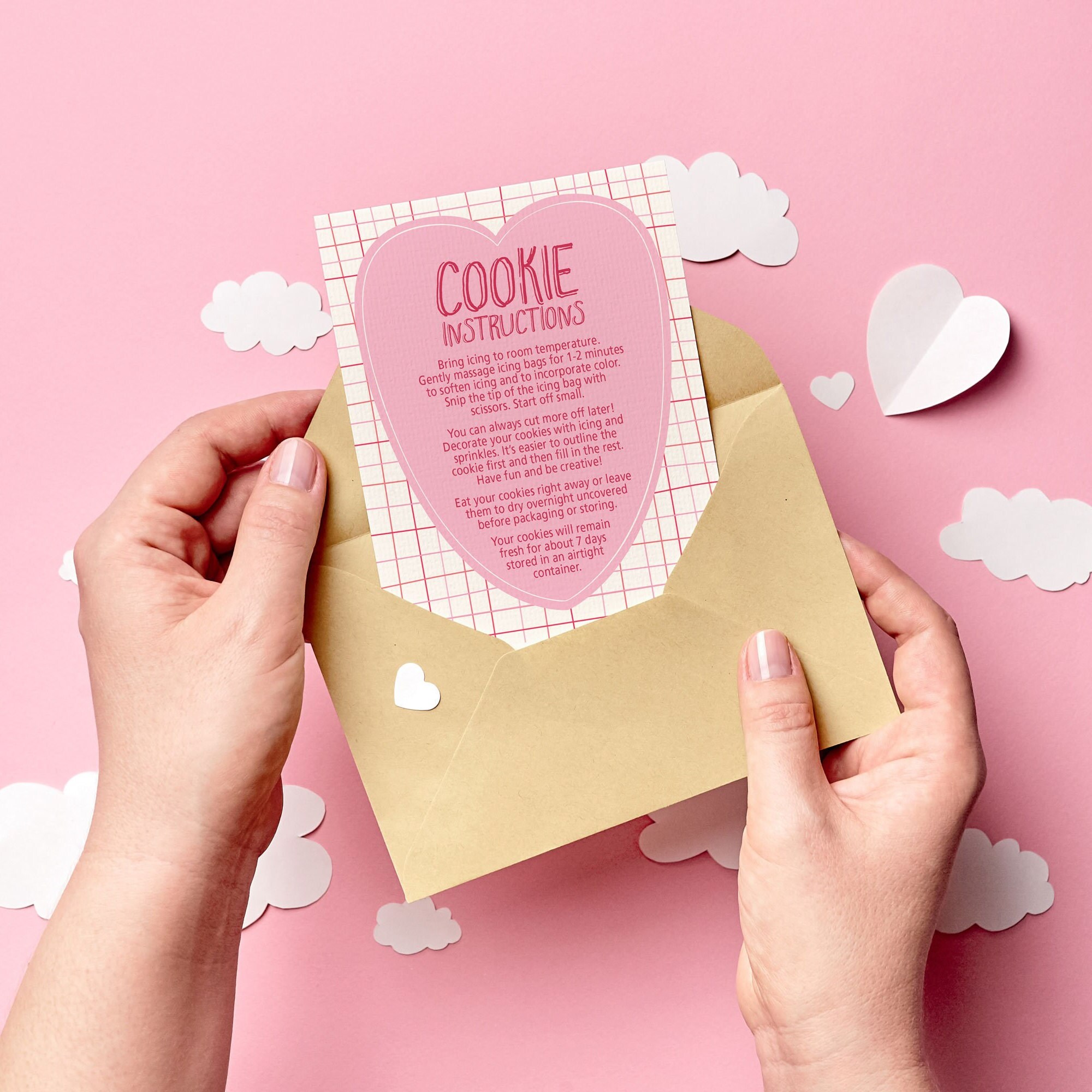 Valentines DIY Cookie Kit Instruction Card, Valentine Cookiecard ...