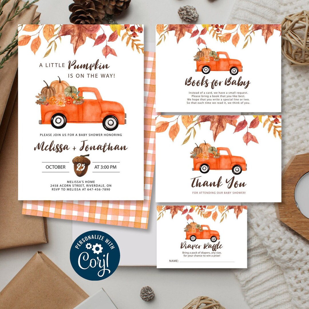 Little Pumpkin Fall Baby Shower Autumn Baby Shower Pumpkin Invite ...