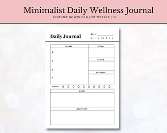 Printable Daily Wellness Journal | Self Care Diary | Food Tracker ...