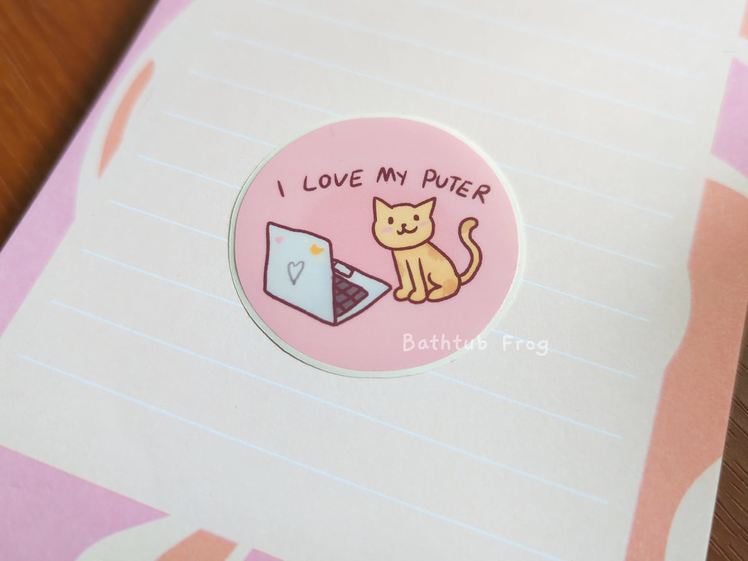 I Love My Puter Waterproof Vinyl Meme Cat Sticker - Etsy Canada