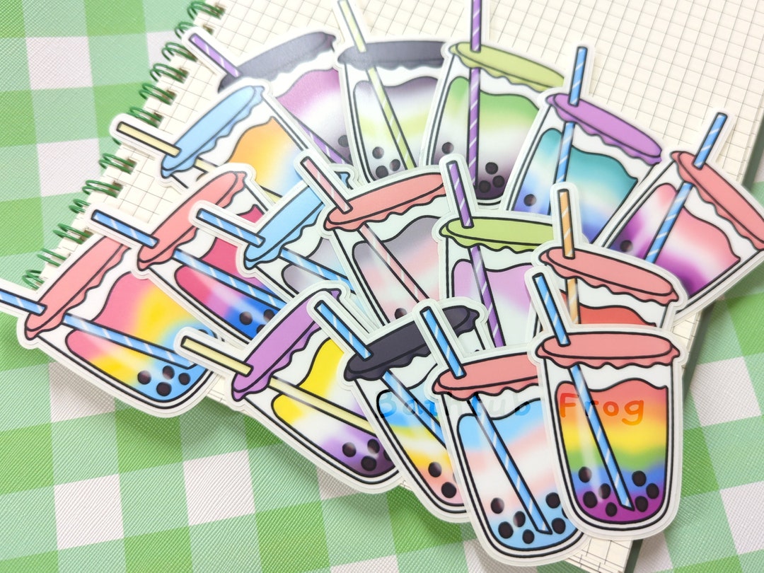 Pride Boba Bubble Tea Pride Waterproof Vinyl Stickers 16 Flags, 2 Sizes ...