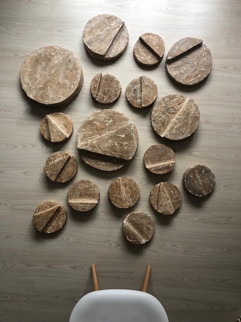 Circular Plaster Wall Art Set, 17 Piece of Artworks, 3D Wall Art ...