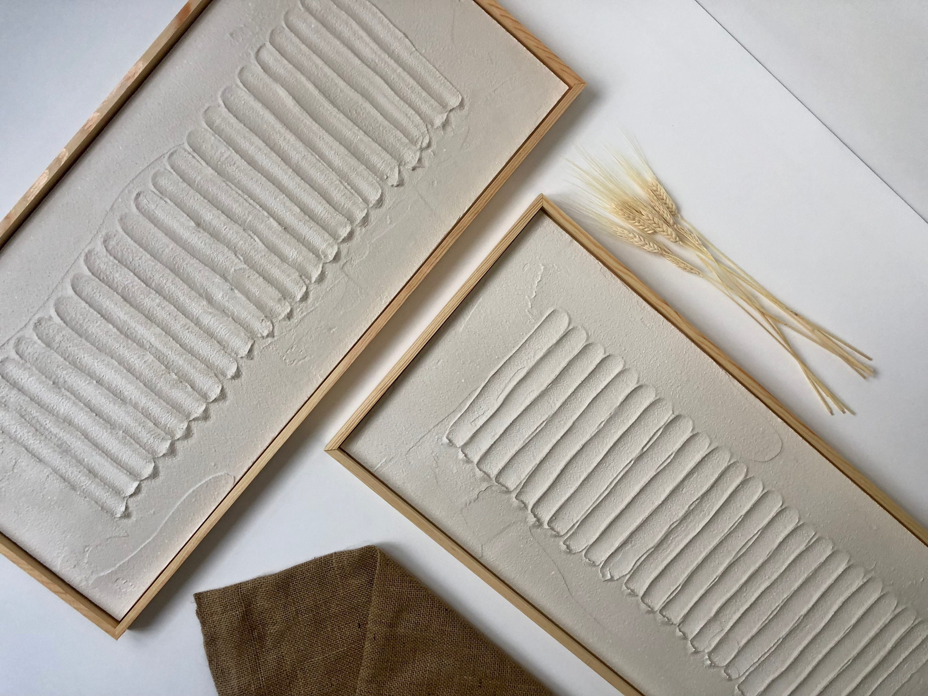 Plaster Wall Art, Framed Minimal Artwork, Sculptural Painting ...