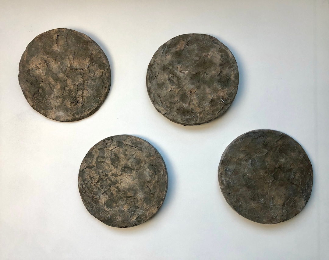 Circular Gray Wall Art, Plaster Sculptural Art, Textured Gray Brown ...