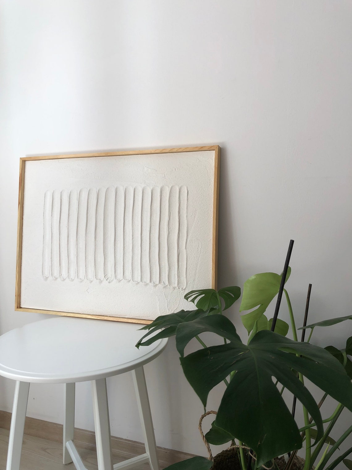 Framed Plaster Wall Art, Handmade Textured Minimal Artwork, Abstract ...