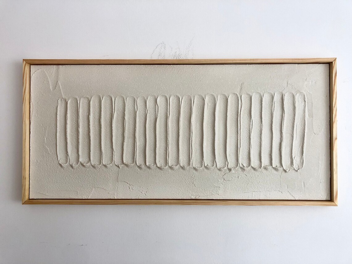 Plaster Wall Art, Framed Minimal Artwork, Sculptural Painting ...