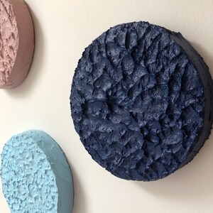 Plaster Circular Wall Art, Textured Colored Artwork Set of 4 ...