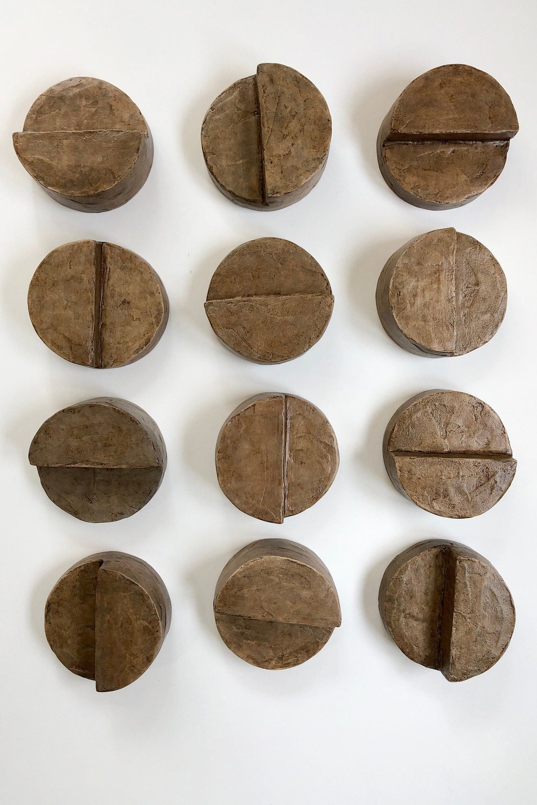 Plaster Sculptural Circular Wall Art, Brown Grey Artwork Set, Modern ...