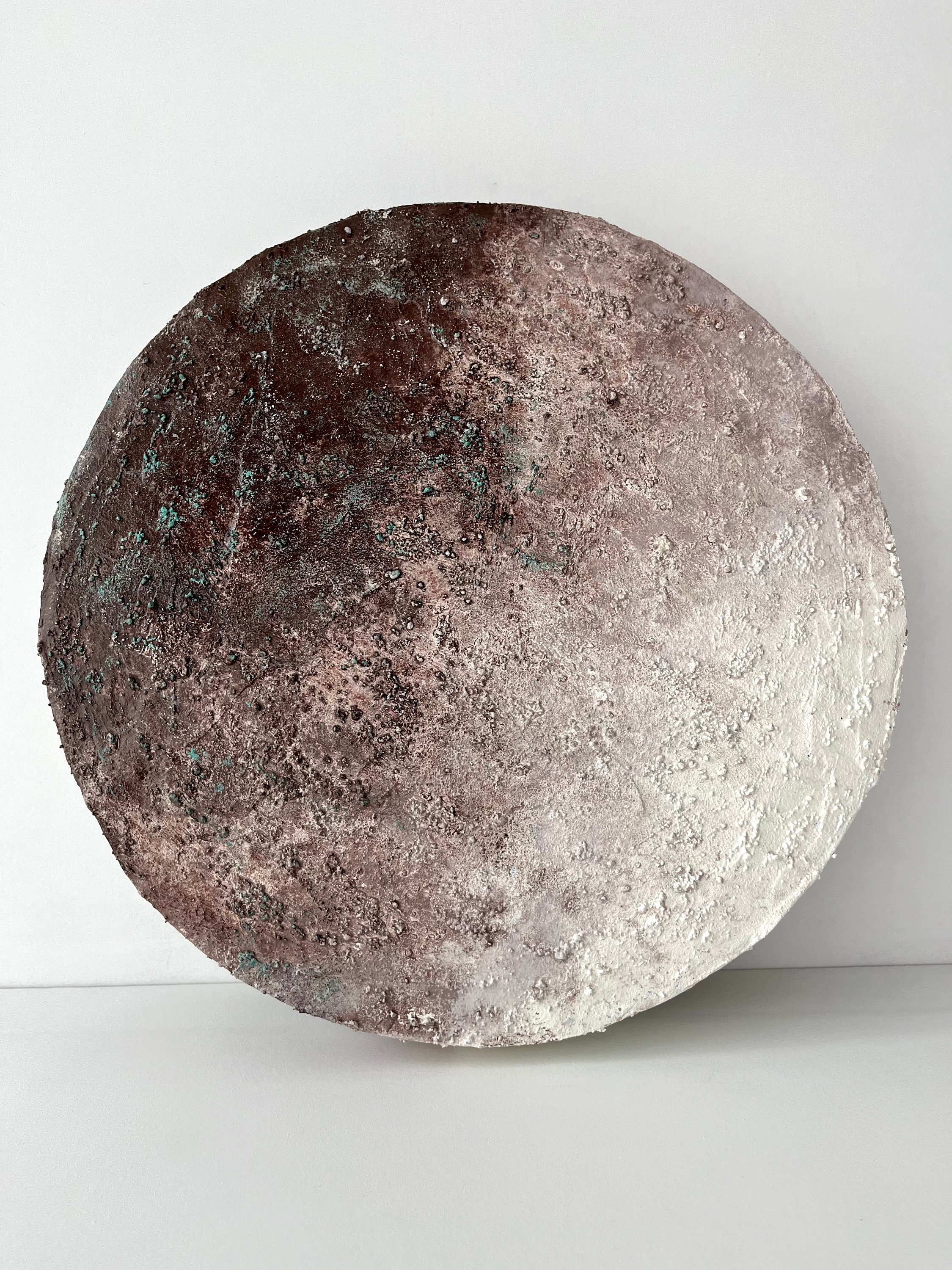 Brown Circular Plaster Wall Art, Sculptural Round 3D Artwork, Modern ...