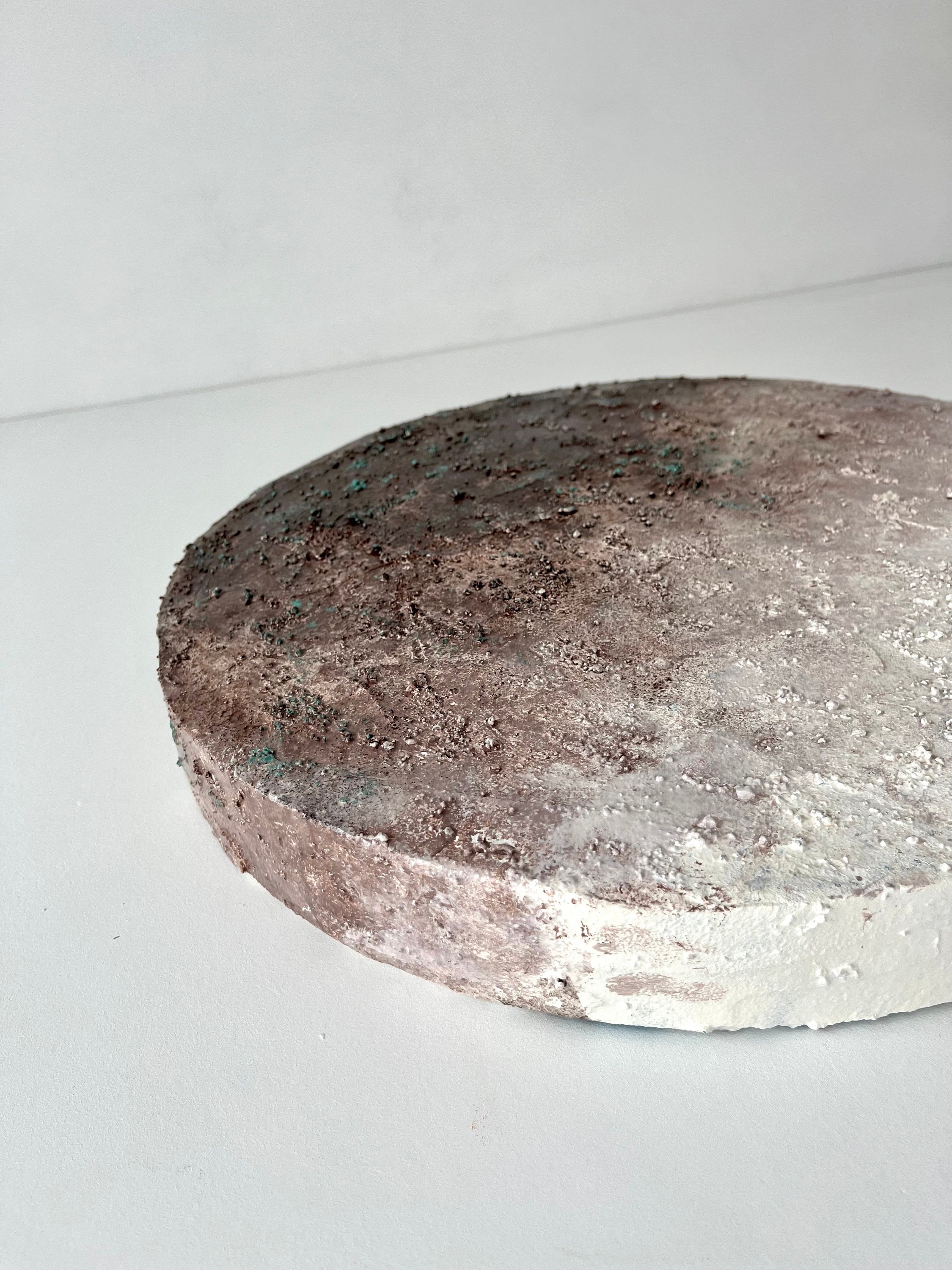 Brown Circular Plaster Wall Art, Sculptural Round 3D Artwork, Modern ...