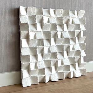 Plaster Textured Geometrical Wall Art, Sculptural White Artwork - Etsy