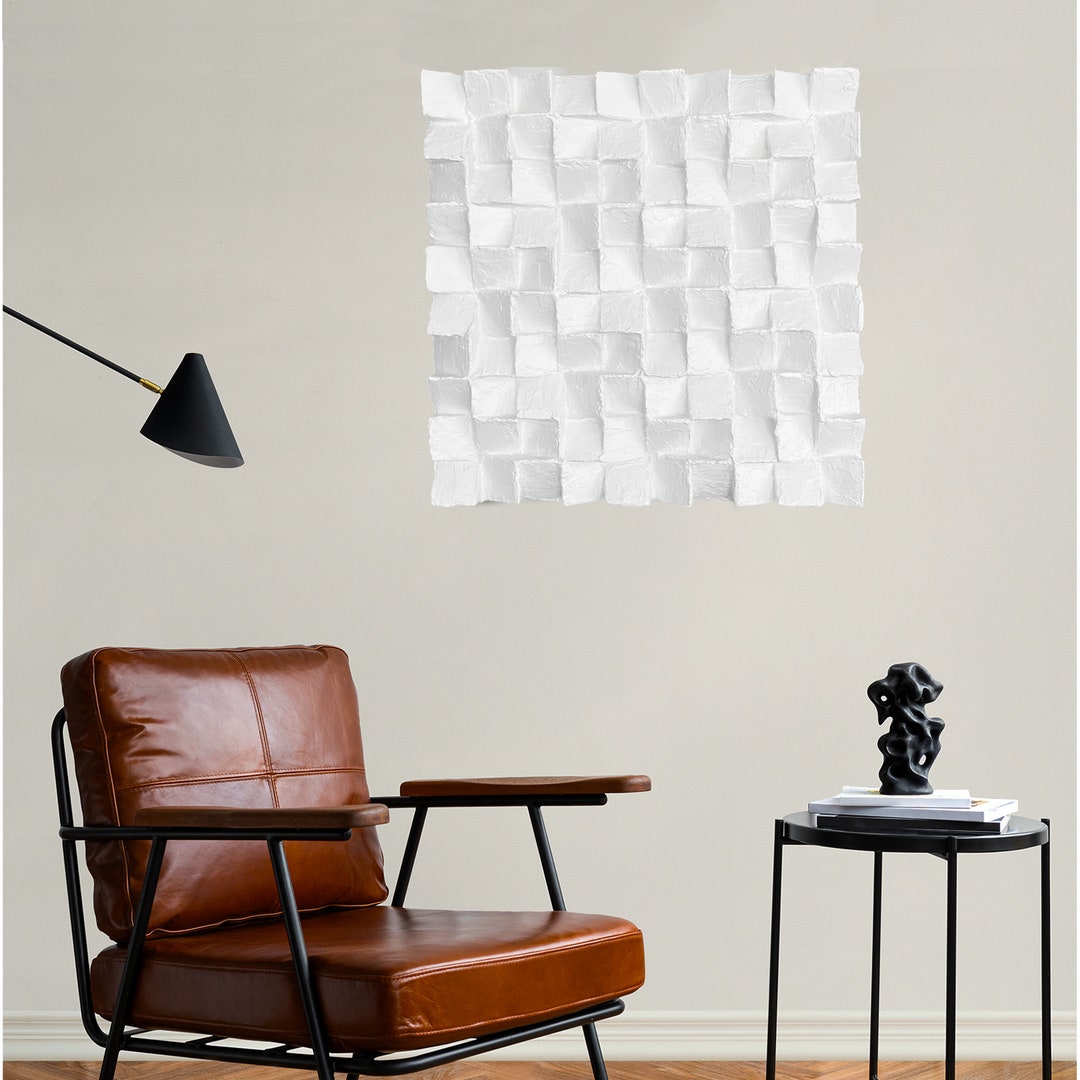 Plaster Textured Geometrical Wall Art, Sculptural White Artwork - Etsy