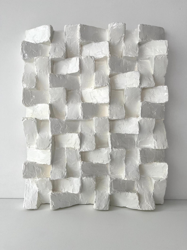 Textured Geometrical White Artwork Sculptural Plaster Wall - Etsy