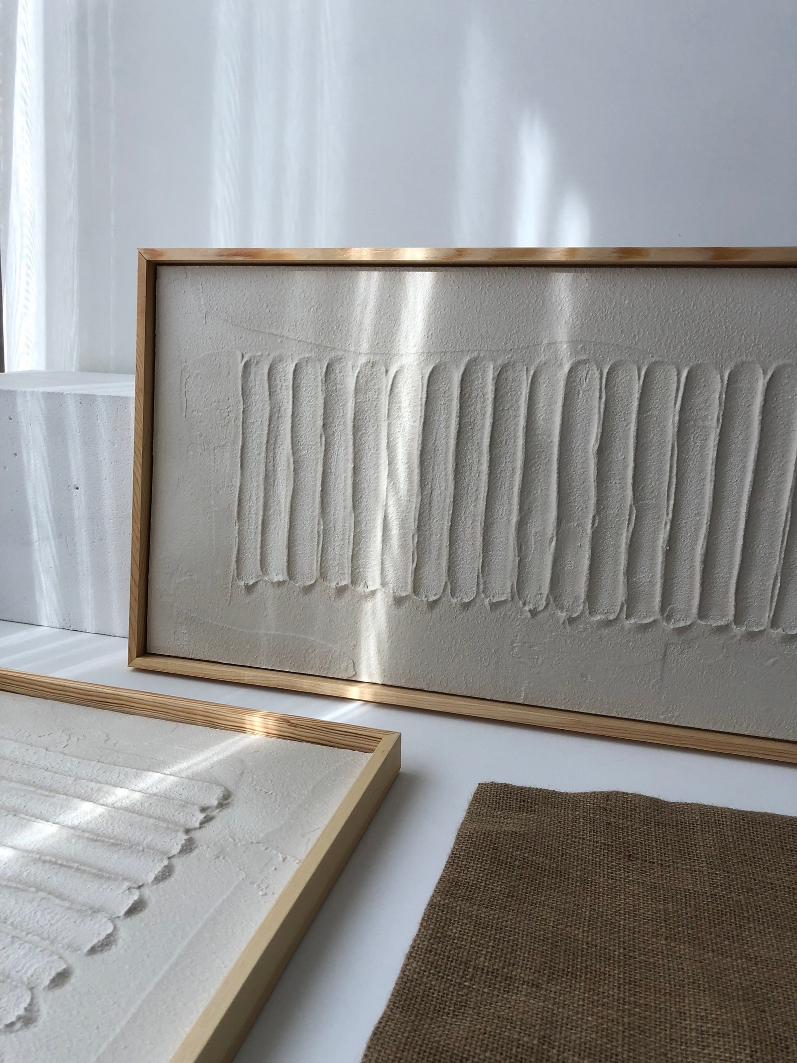 Plaster Wall Art, Framed Minimal Artwork, Sculptural Painting ...
