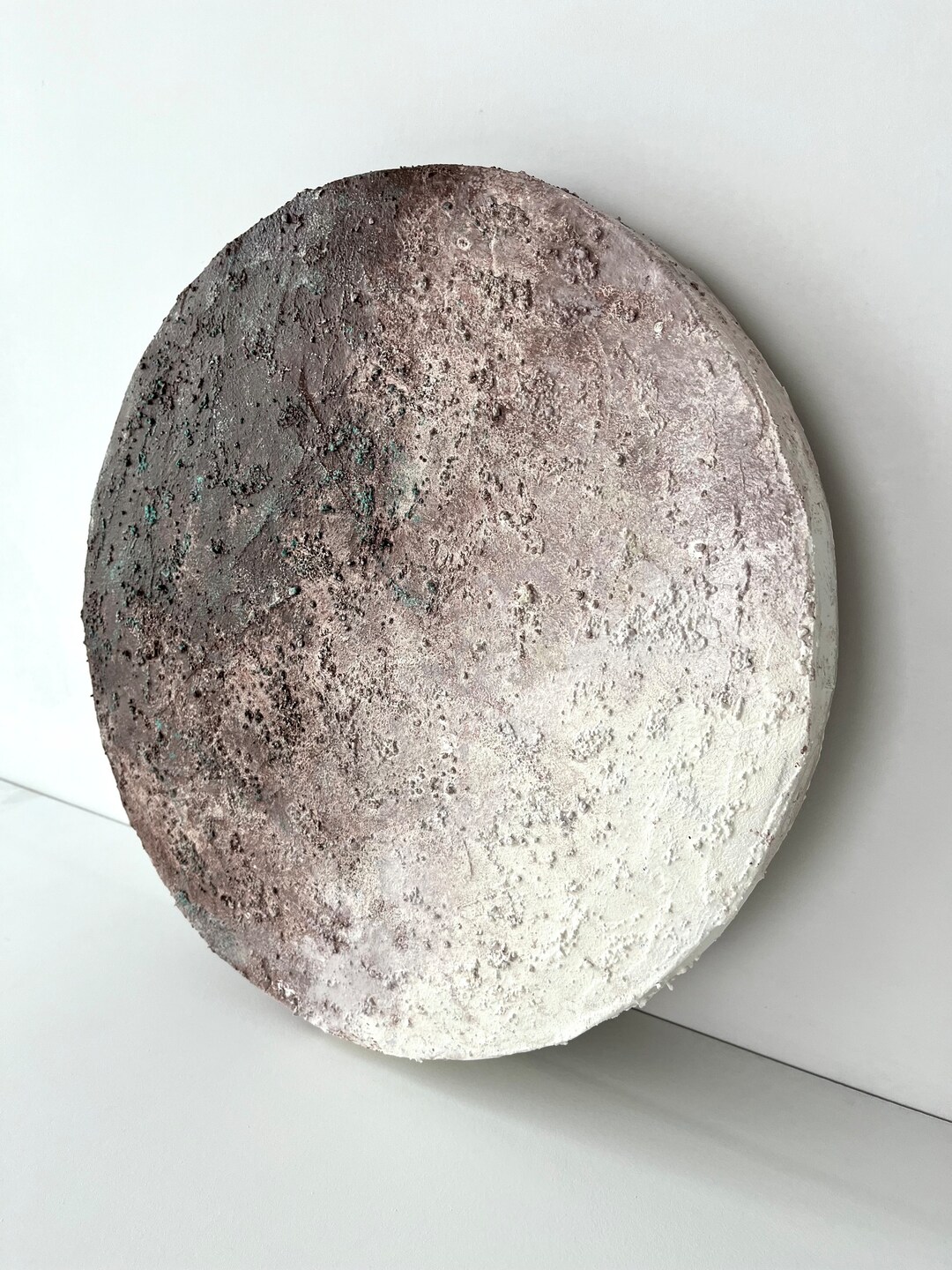Brown Circular Plaster Wall Art, Sculptural Round 3D Artwork, Modern ...