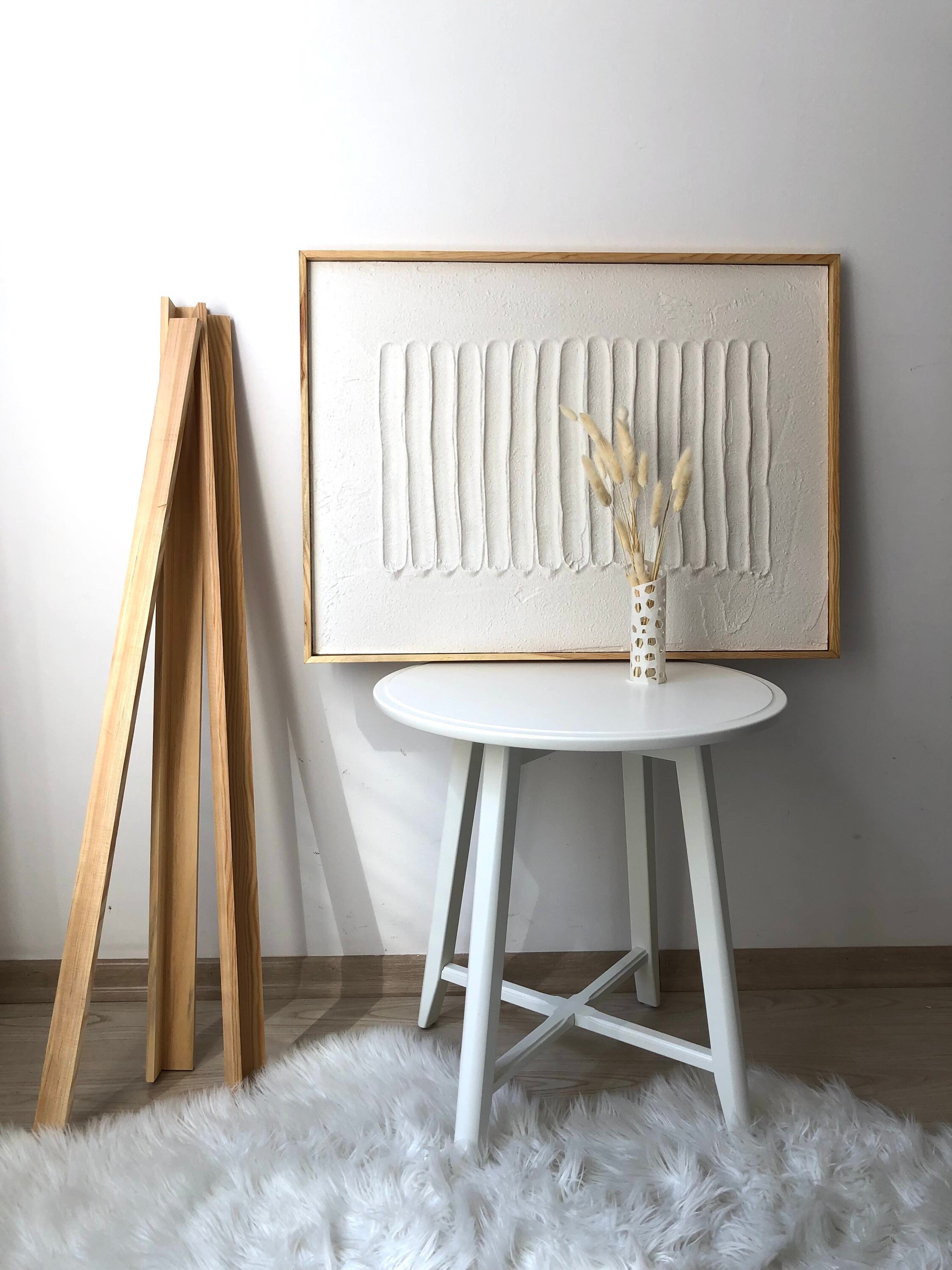 Framed Plaster Wall Art, Handmade Textured Minimal Artwork, Abstract ...