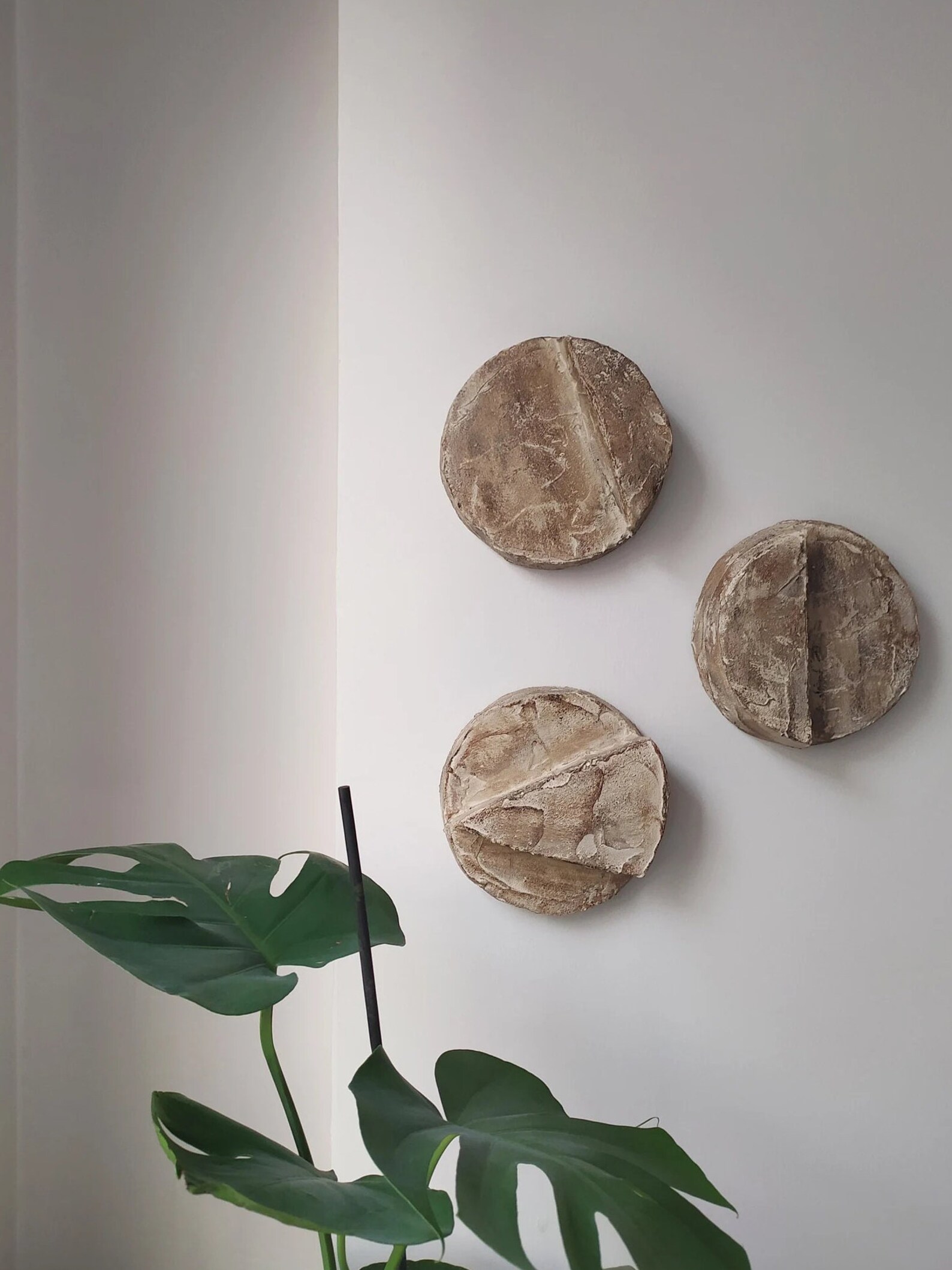 Circular Plaster Wall Art Set, 17 Piece of Artworks, 3D Wall Art ...