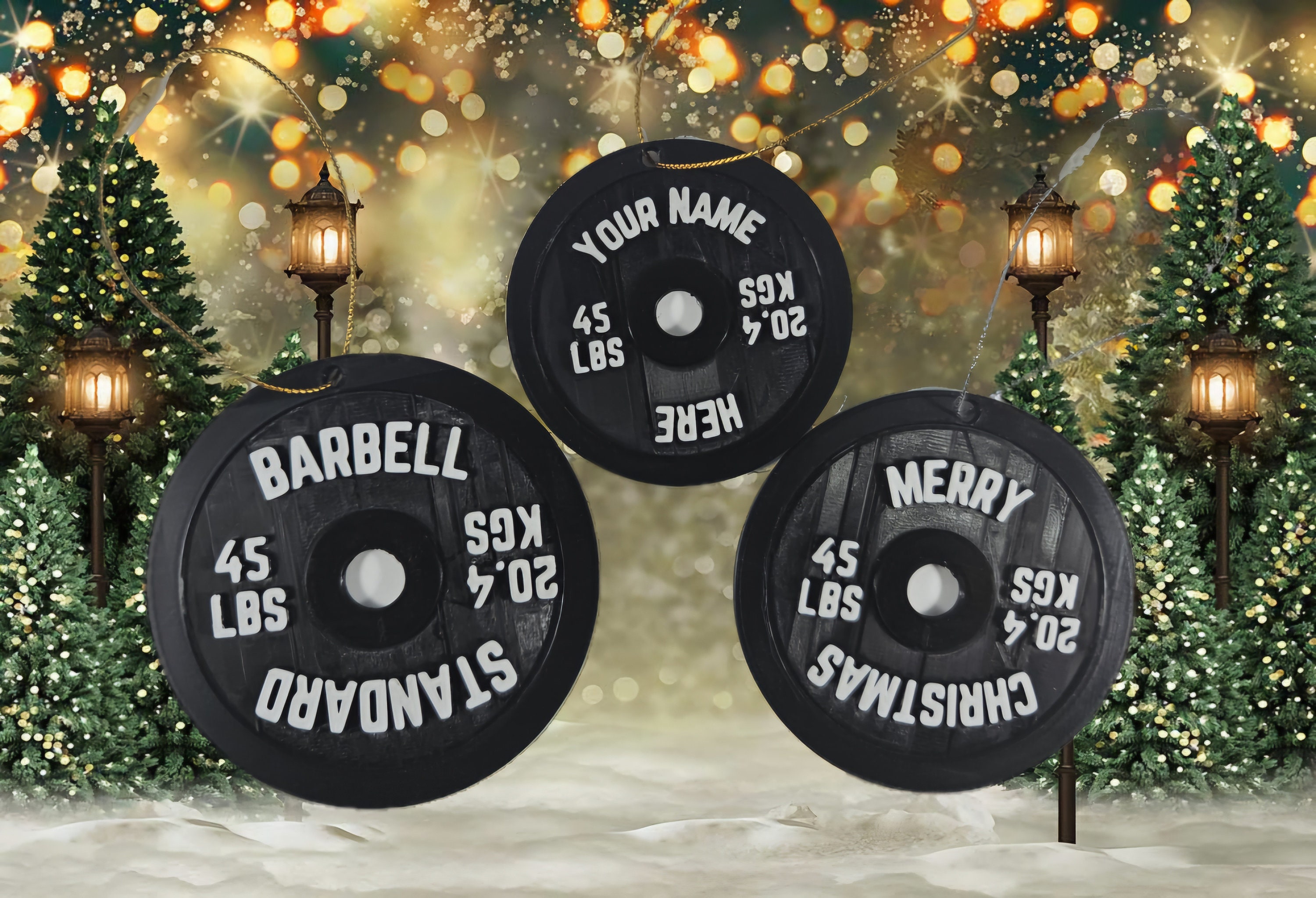 Personalized Barbell Weight Tree Christmas Ornament, Gym Rat Car ...