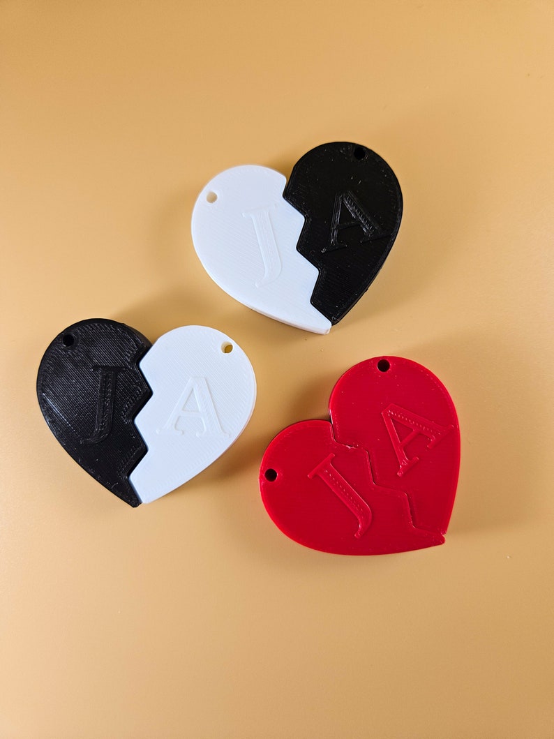 Personalized Magnetic Heart Shaped Keychain Set, Couples Keychain ...