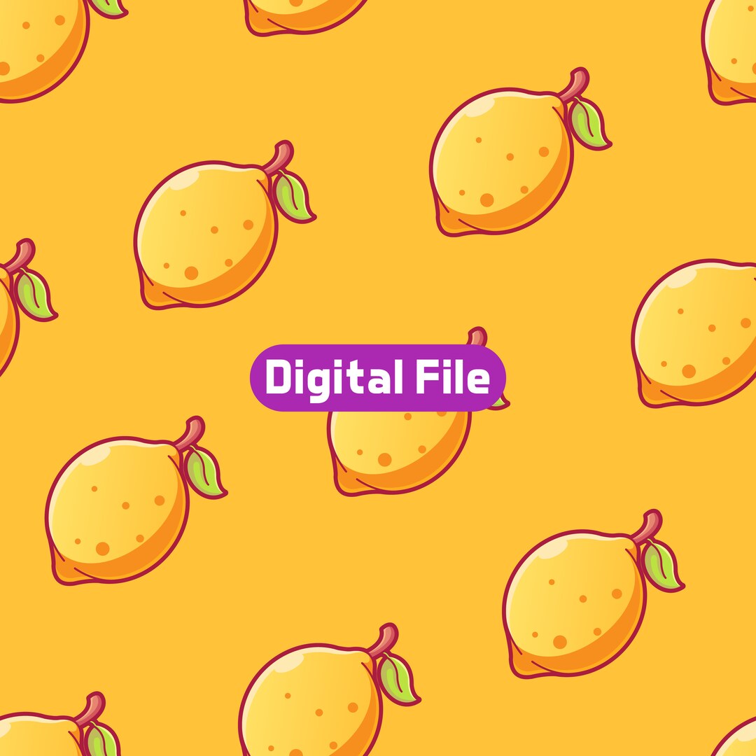 Lemon Fruit Seamless Pattern Clipart Instant Download Fruit Graphic ...