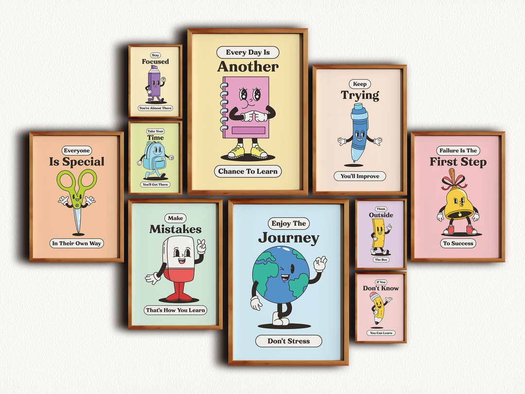 Retro Classroom Bundle: Colorful Growth Mindset Posters, Teacher ...