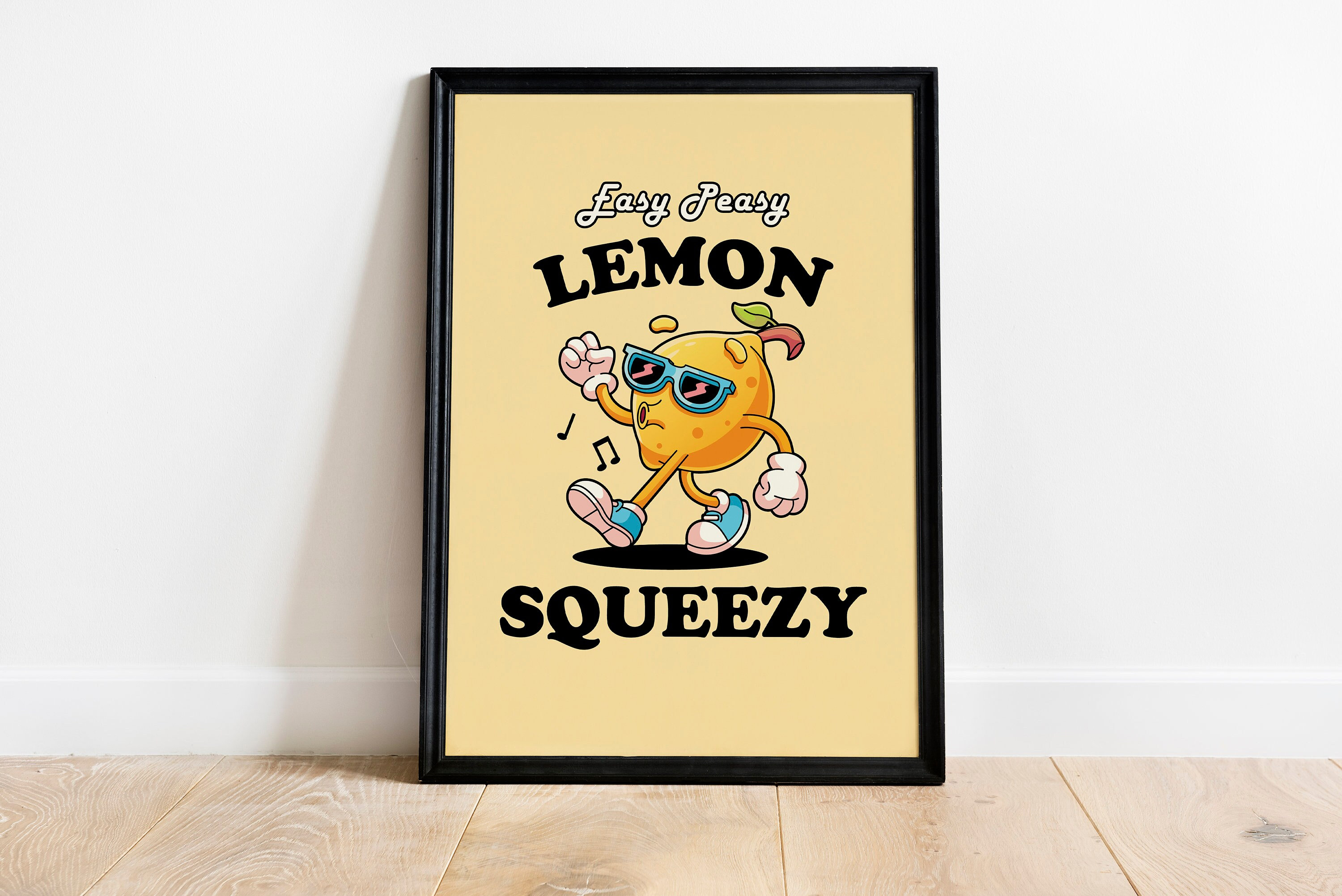 Retro Lemon Wall Print, Easy Peasy Lemon Squeezy, Wall Decor, Art Print ...