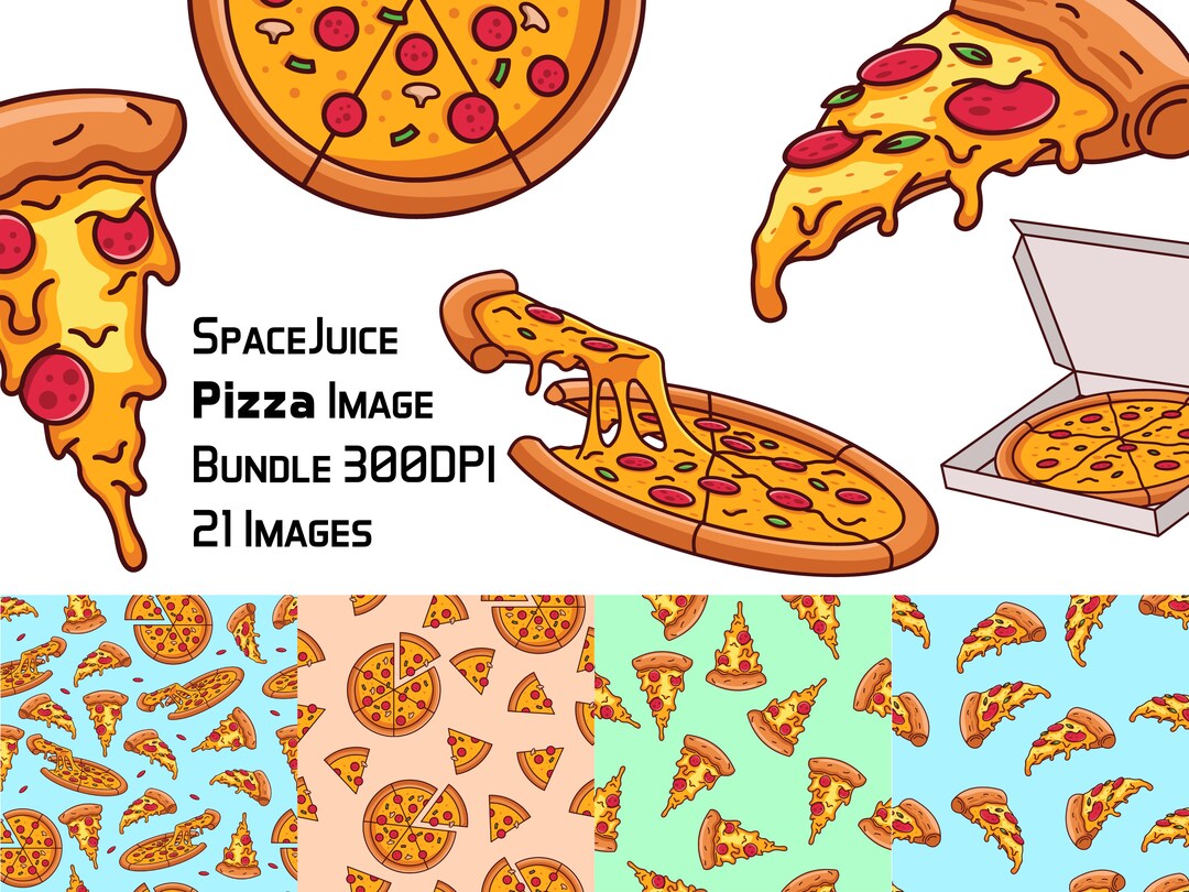 Pizza Slice Seamless Pattern Clipart Instant Download Fast Food Graphic ...