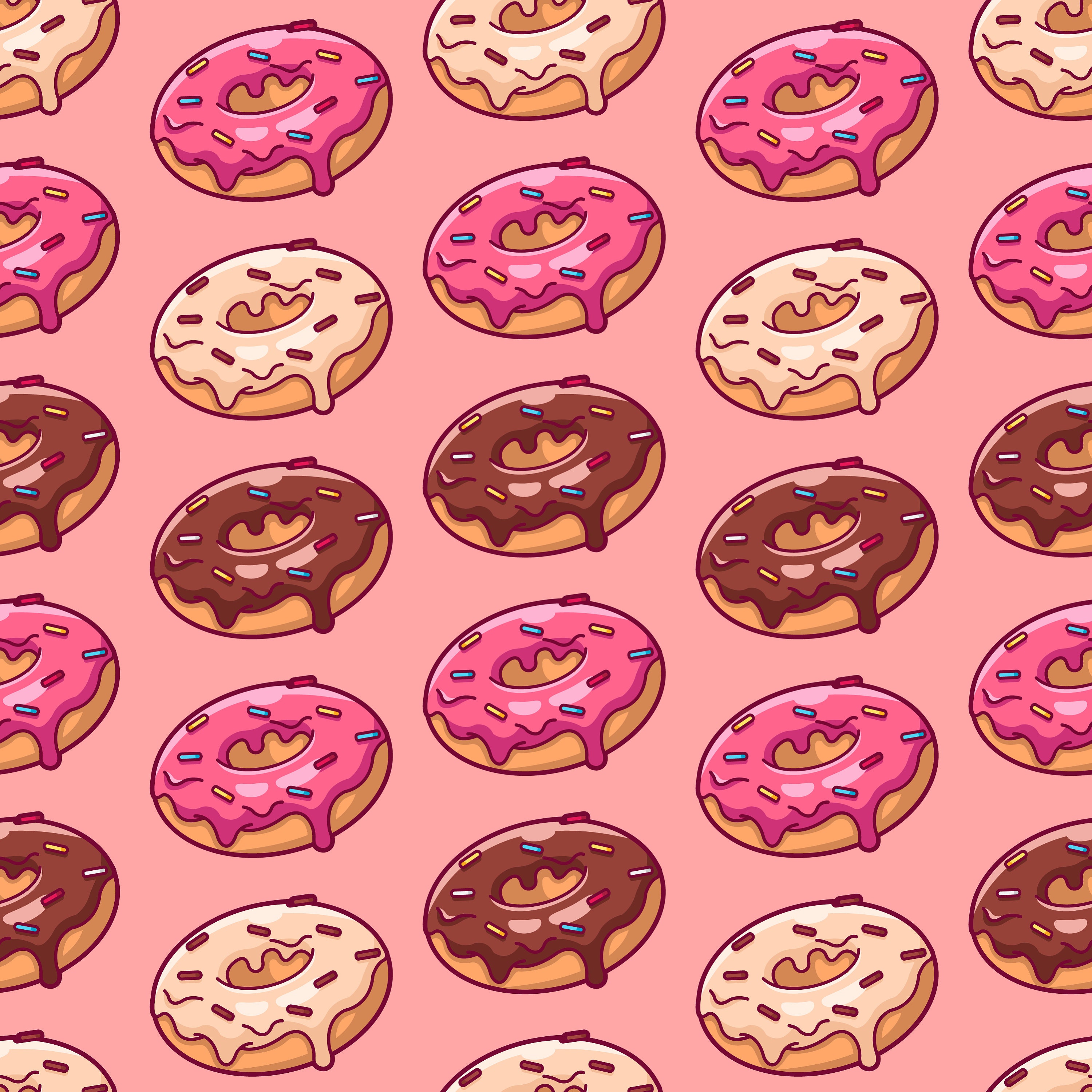 Doughnut Seamless Pattern Clipart Instant Download Commercial Use ...