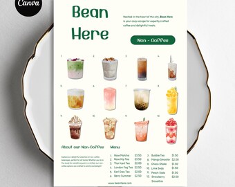 Editable Canva Cafe Menu Template - Instant Download - Etsy