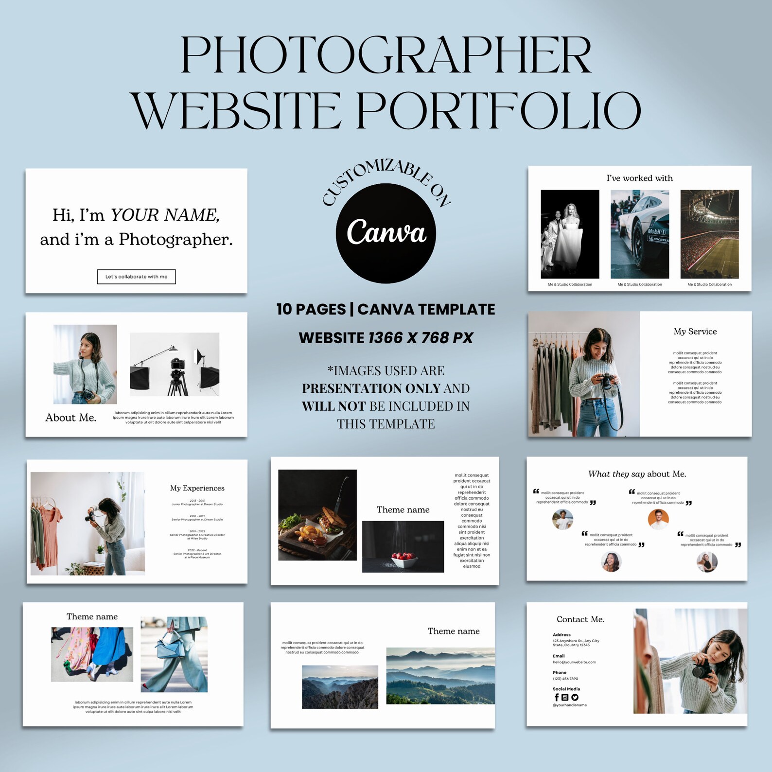 Photography Portfolio Template | Canva Template | Photographer Template ...