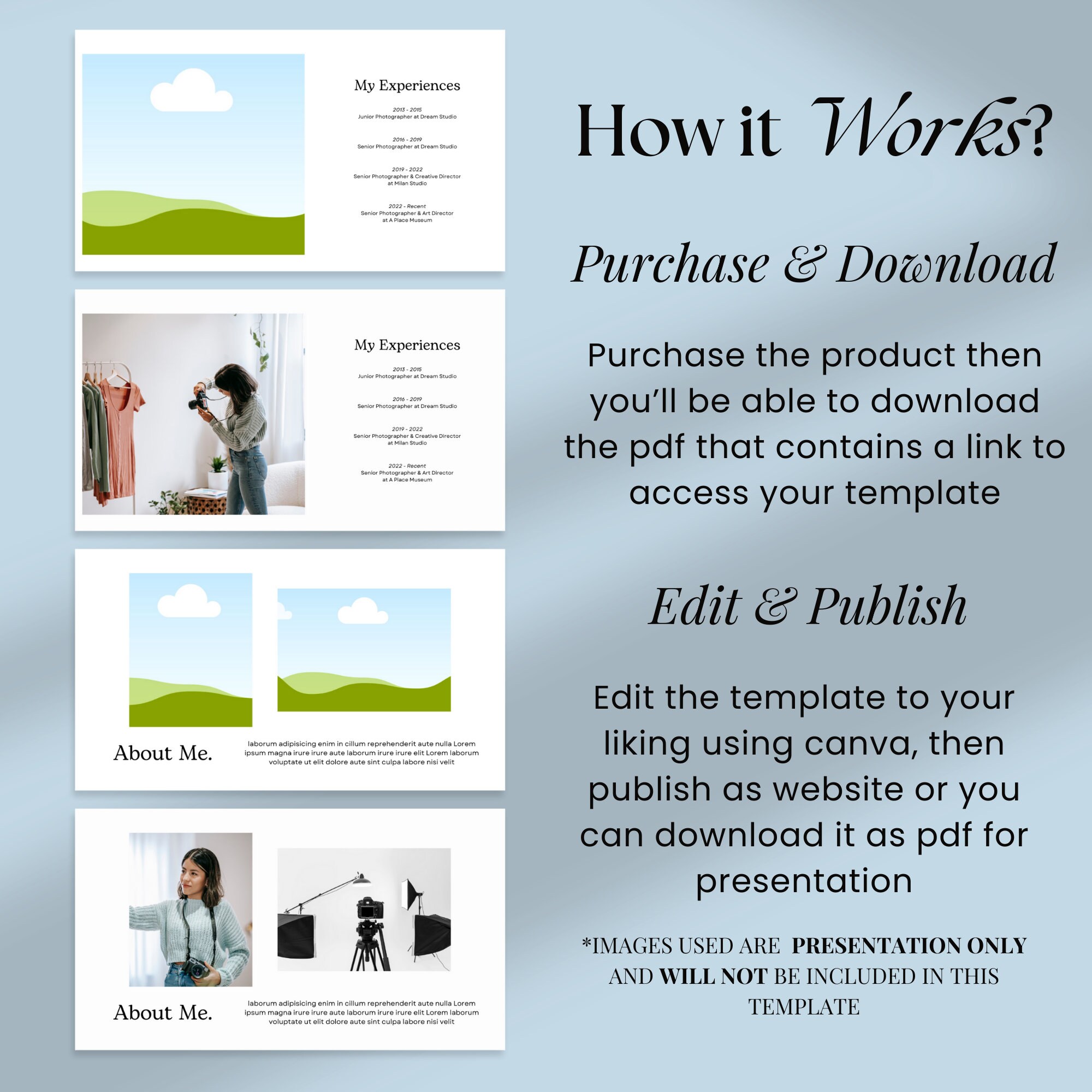 Photography Portfolio Template Canva Template Photographer Template ...