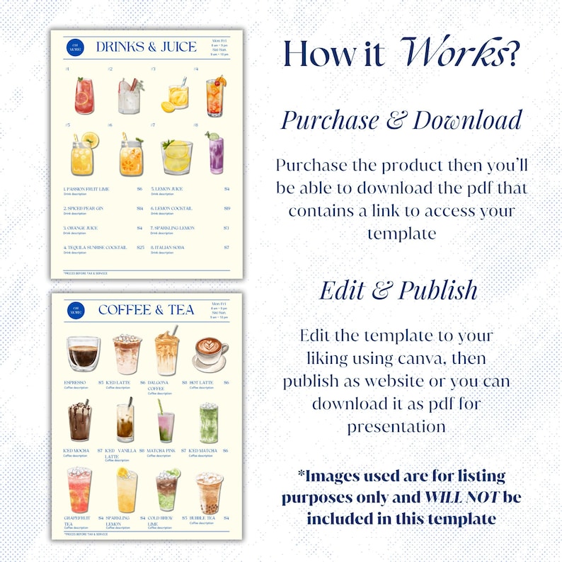 Modern Restaurant Menu Template, Fun Menu Template, Editable Menu ...