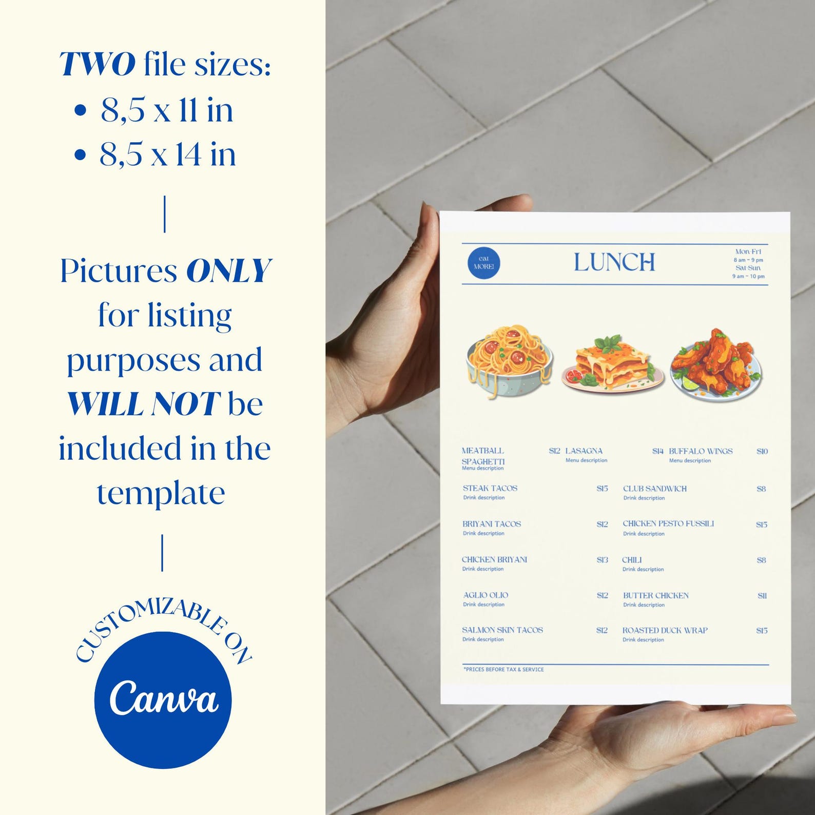 Modern Restaurant Menu Template, Fun Menu Template, Editable Menu ...