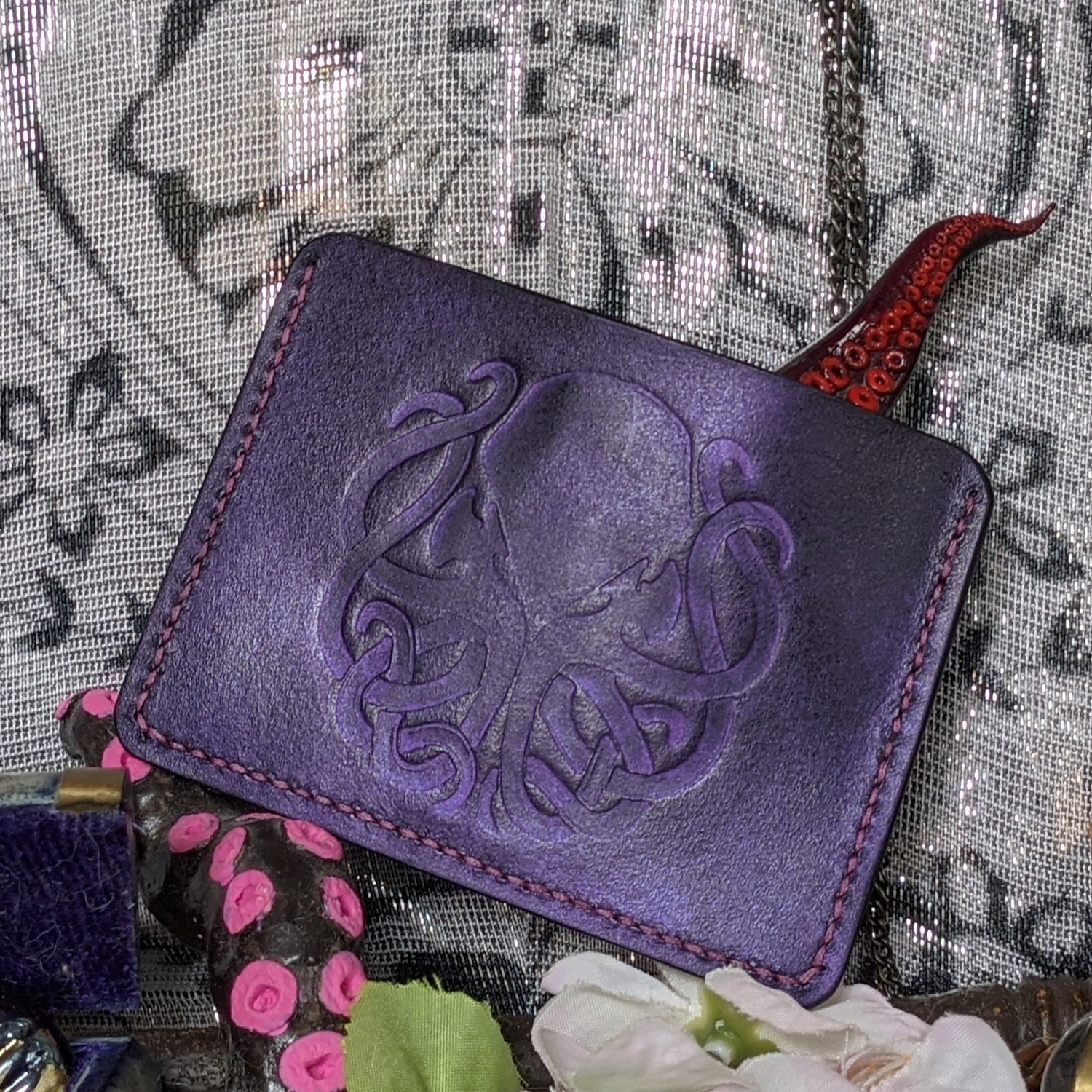 Cthulhu Wallet, Handmade Leather Card Wallet, Lovecraft Wallet, Cthulu ...