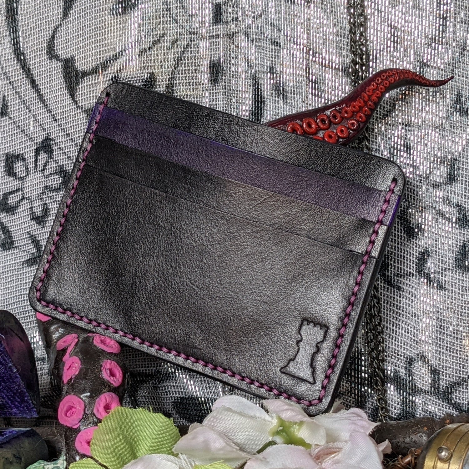 Cthulhu Wallet, Handmade Leather Card Wallet, Lovecraft Wallet, Cthulu ...