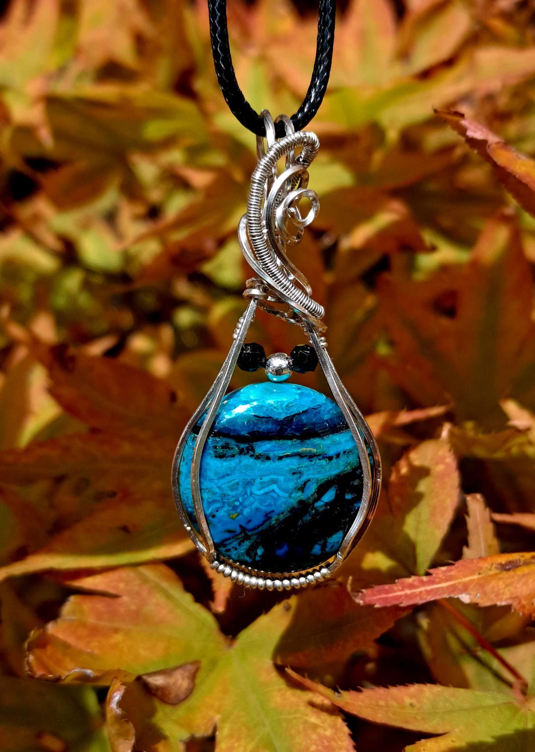 Natural Seascape Peruvian Opalina Black Spinel Argentium Sterling ...
