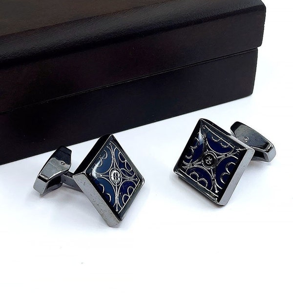 Navy Cufflinks - Etsy