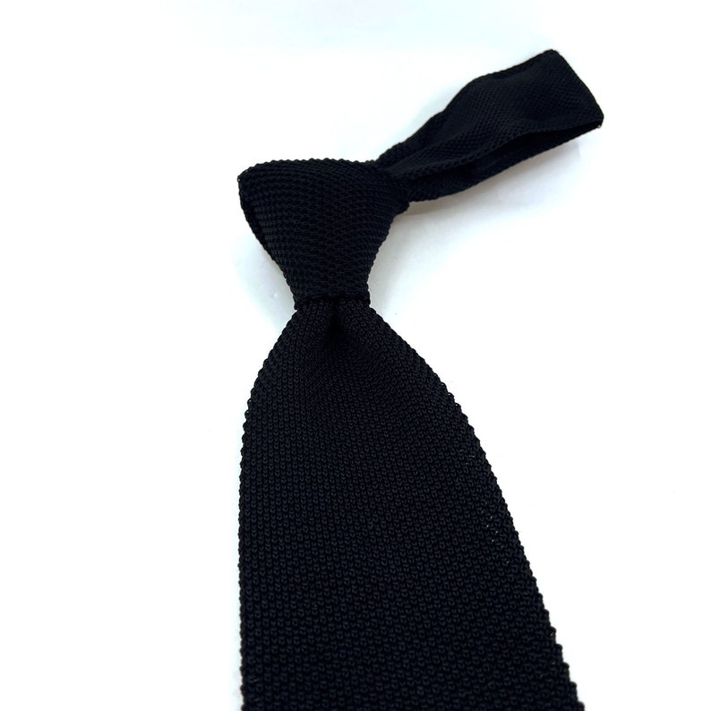 Handmade Black Knit Tie: Elegant Necktie, Square End - Etsy