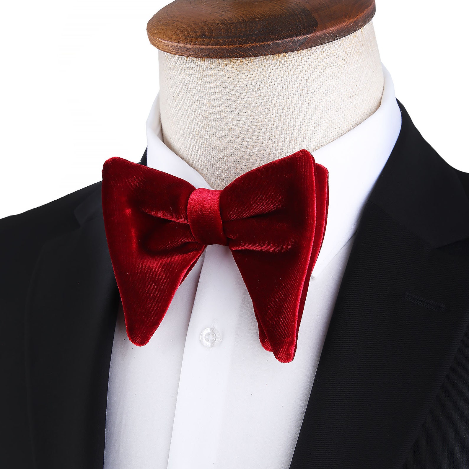Red Velvet Big Bow Tie, Handmade Formal Statement Accessory - Etsy