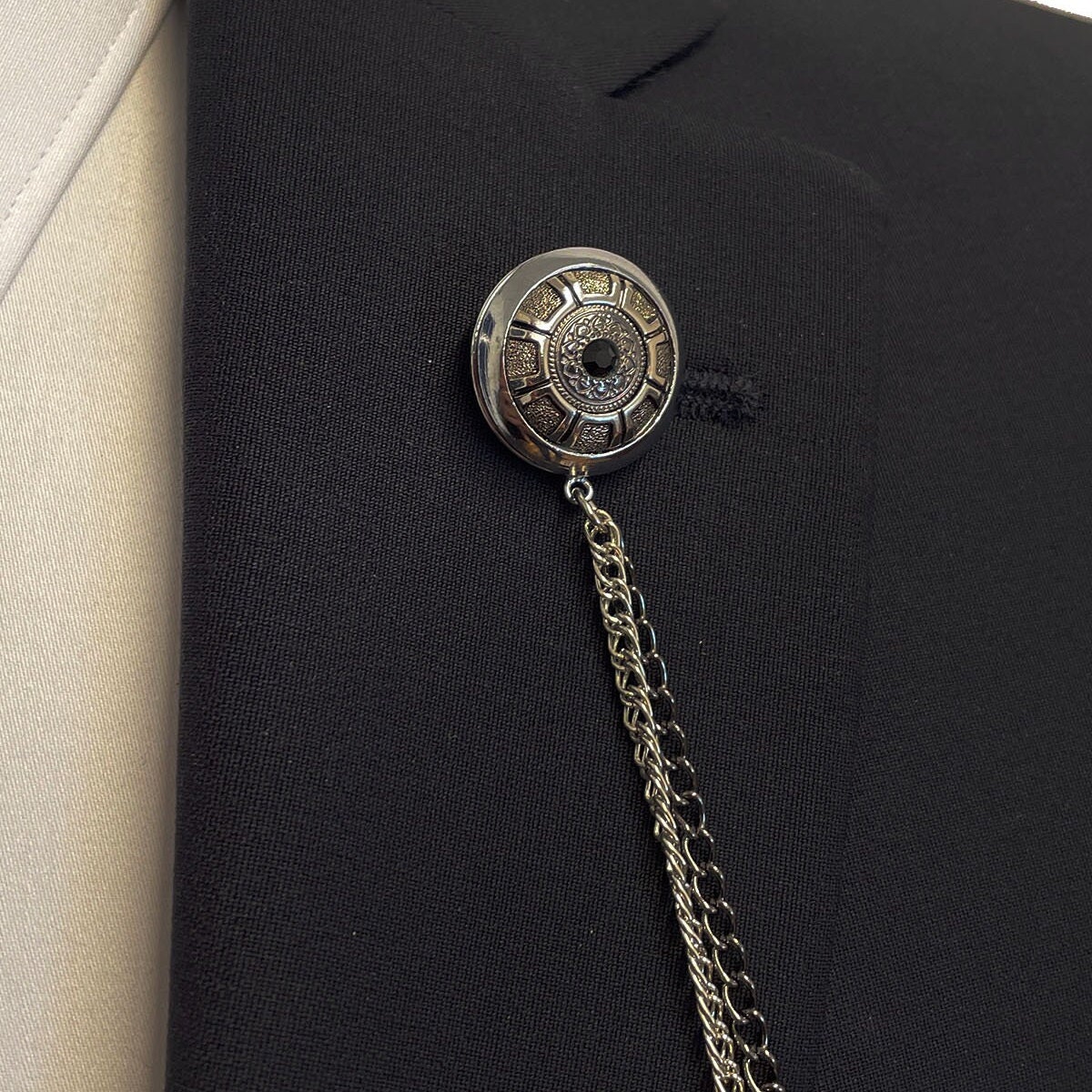 Shirt Collar Pin Chain Jacket Brooch Chain Pin Silver Lapel - Etsy