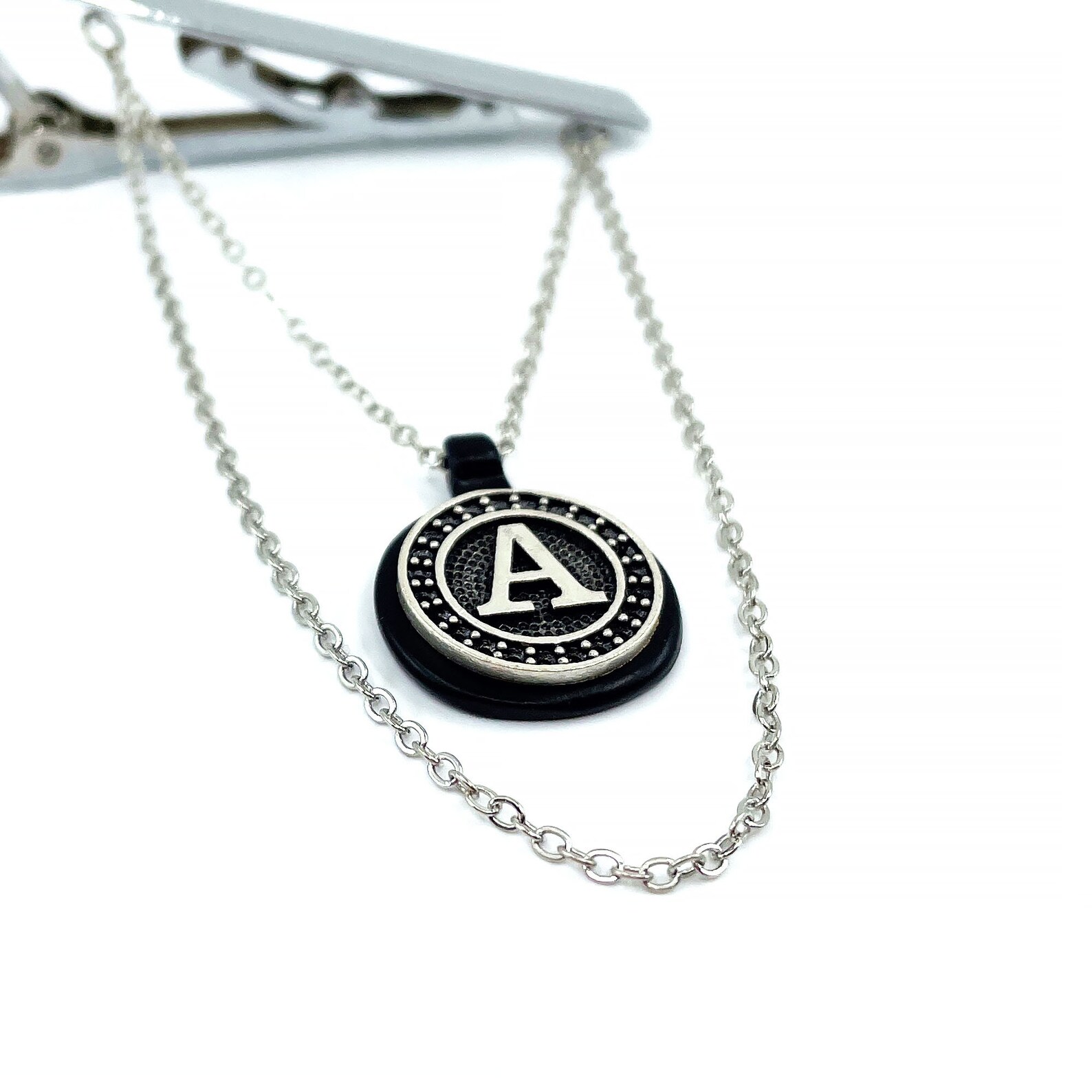 Personalized Tie Clip Chain Silver Tie Bar Initial - Etsy