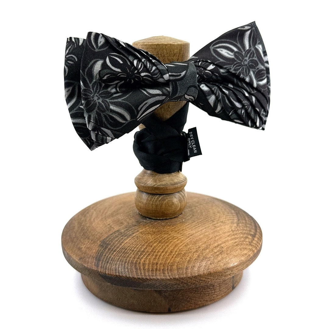 Smoked Floral Italian Silk Bowtie Plated Luxury Bow Tie Rare - Etsy