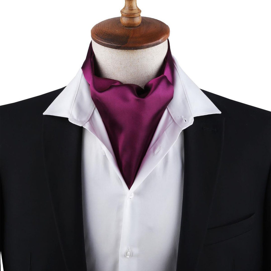 Men's Eggplant Purple Satin Ascot Tie - Elegant Wedding Cravat - Unique ...