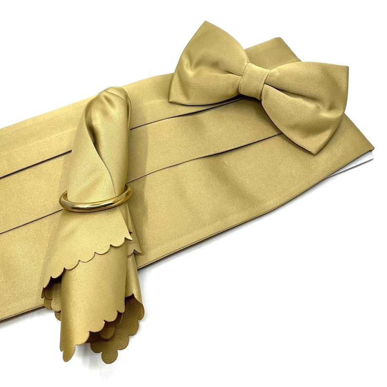 Gold Groomsmen Cummerbund Bow Tie Set, Cummerbund Set Wedding Groom ...