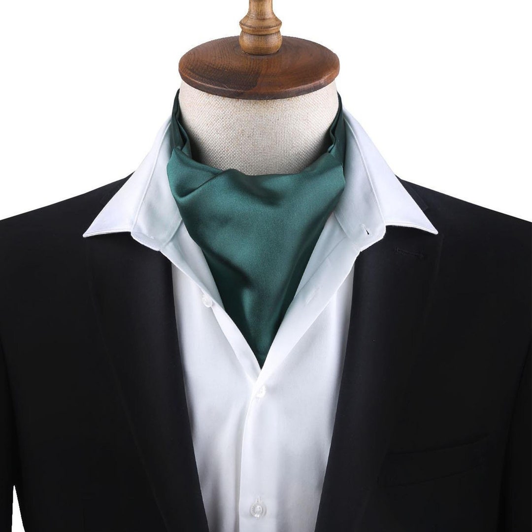 Solid Green Ascot Cravat, Satin Ascot for Men, Green Mens Motif Ascot ...
