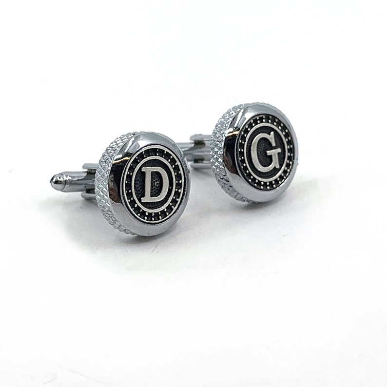 Personalized Initial Cufflinks, Black & Silver, Groomsmen Gift - Etsy
