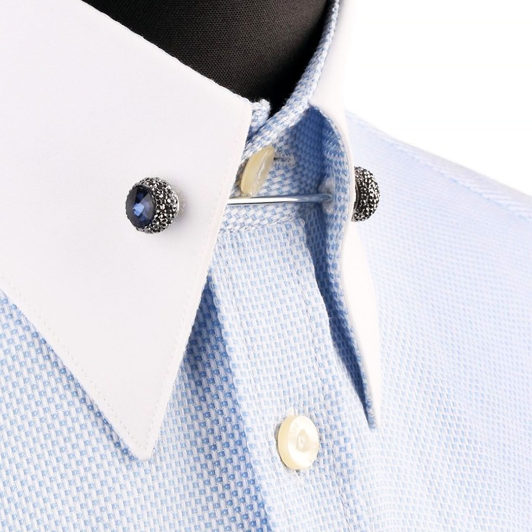 Navy Blue Stone Shirt Collar Pin Mens Collar Shirt Pin Collar Bar For Men Shirt Accessory