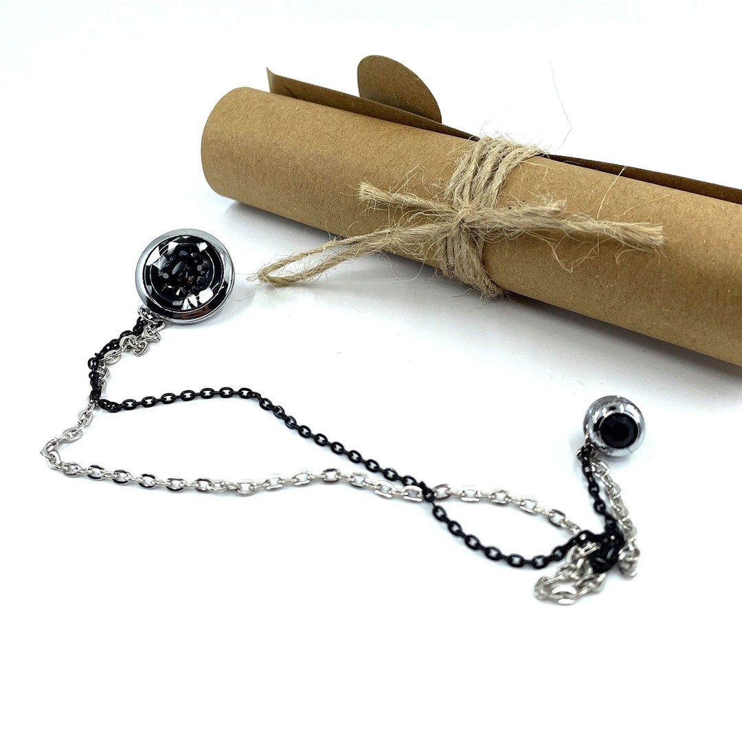 Silver Collar Chain Pin: Handmade Stone Lapel Brooch - Etsy