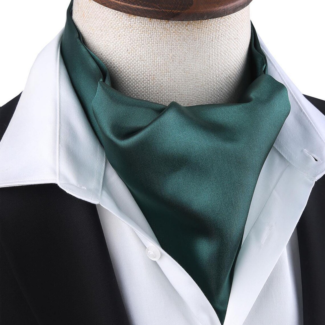Emerald Green Satin Ascot Tie: Lightweight Silky Formal Cravat - Etsy
