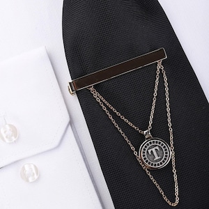Personalized Tie Clip Chain, Silver Tie Bar Initial Personalized Gift ...
